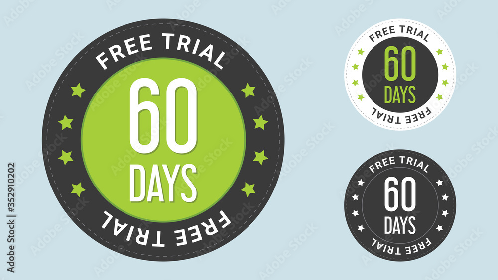 60 days Free Trial stamp vector illustration. Free trial badges. Vector ...