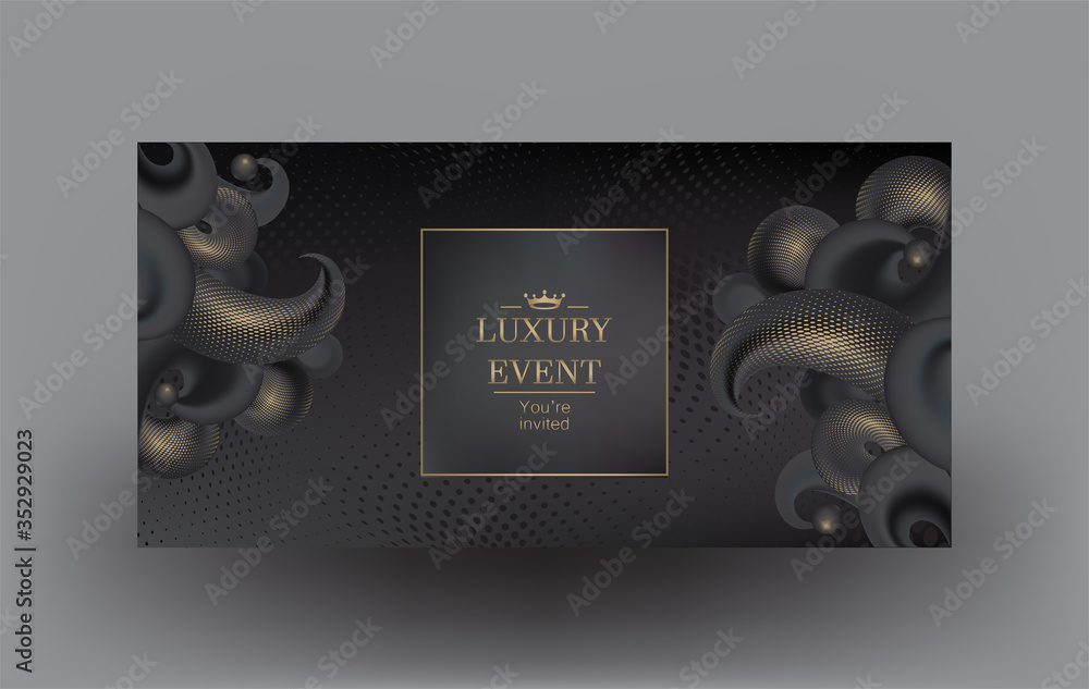 Elegant VIP card with volumen waves and halftone pattern on the ...