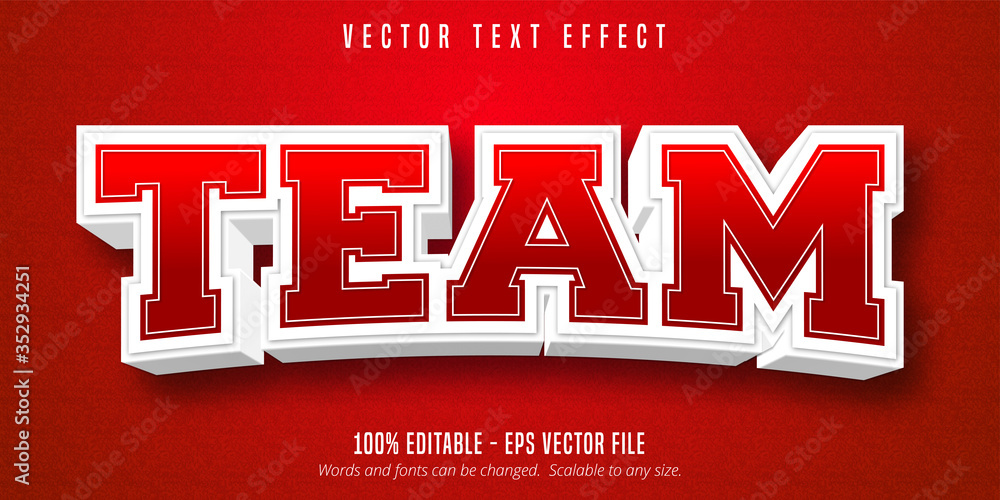Team text, sport style editable text effect Stock Vector | Adobe Stock