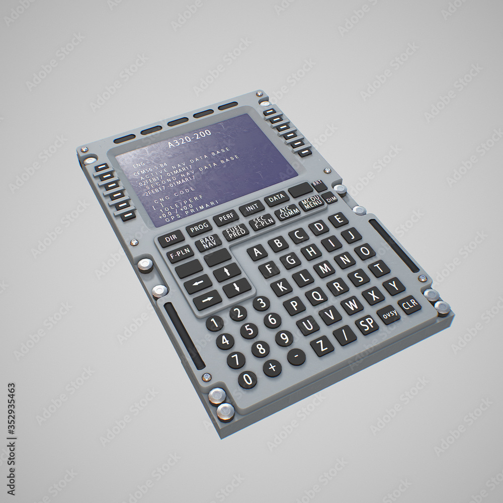 Photorealistic highly detailed 3D model of a MCDU panel. This is a part ...