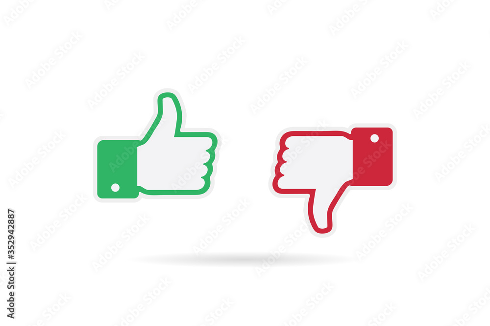 Thumb up and thumb down sign. Yes or No Vector illustration Stock ...