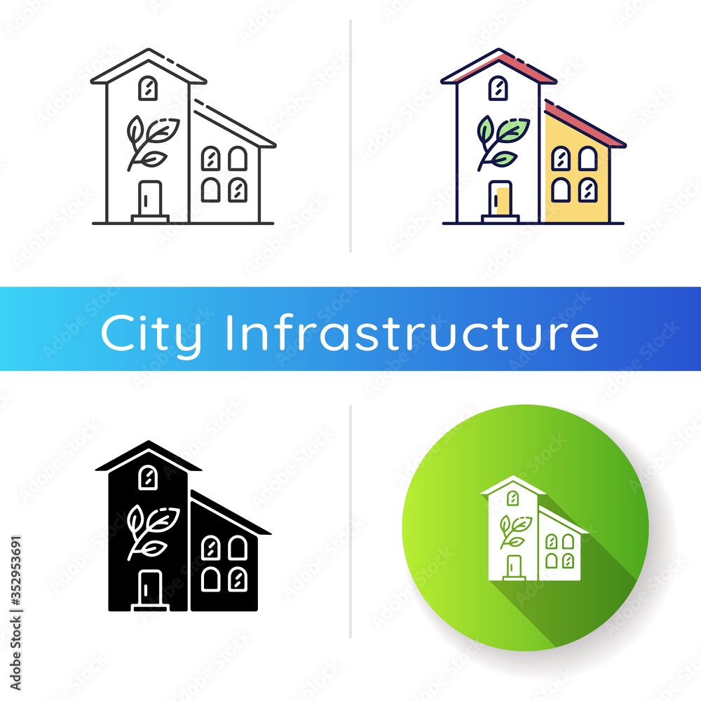 Green building icon. Sustainable development. Eco friendly real estate ...