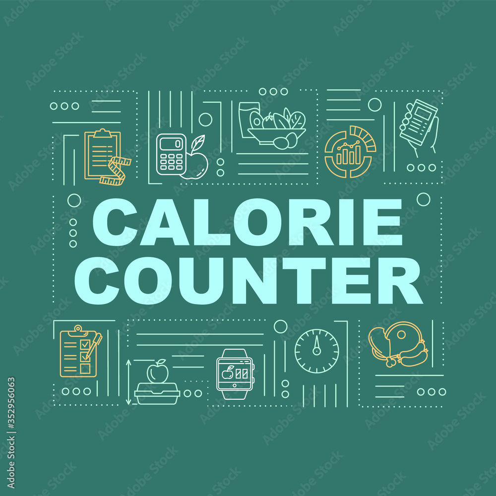 Calorie counting word concepts banner. Dietary nutrition, weight ...
