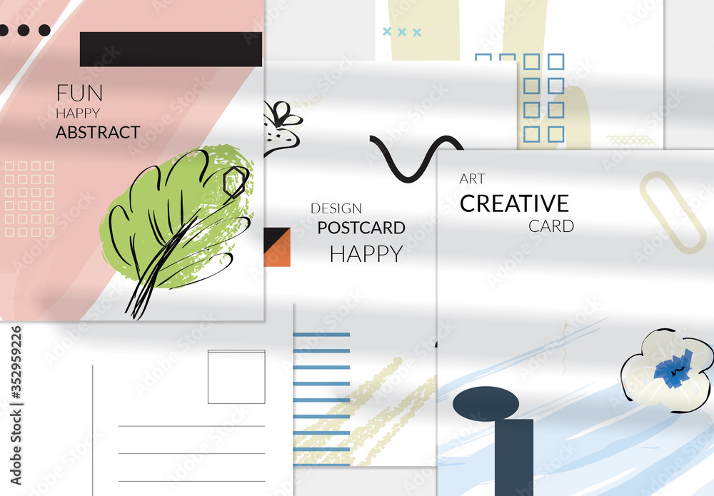 Pink Yand Yellow Vertical Postcard Layout Stock Template | Adobe Stock