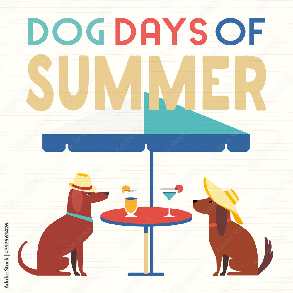 Dog days of summer comic cartoon vector poster Stock Vector | Adobe Stock