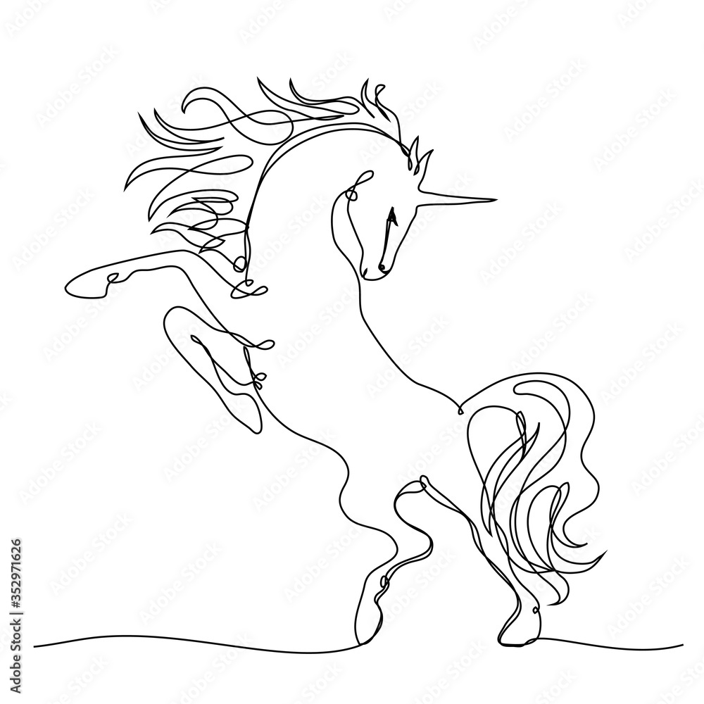 One line drawing unicorn vector illustration Stock Vector | Adobe Stock