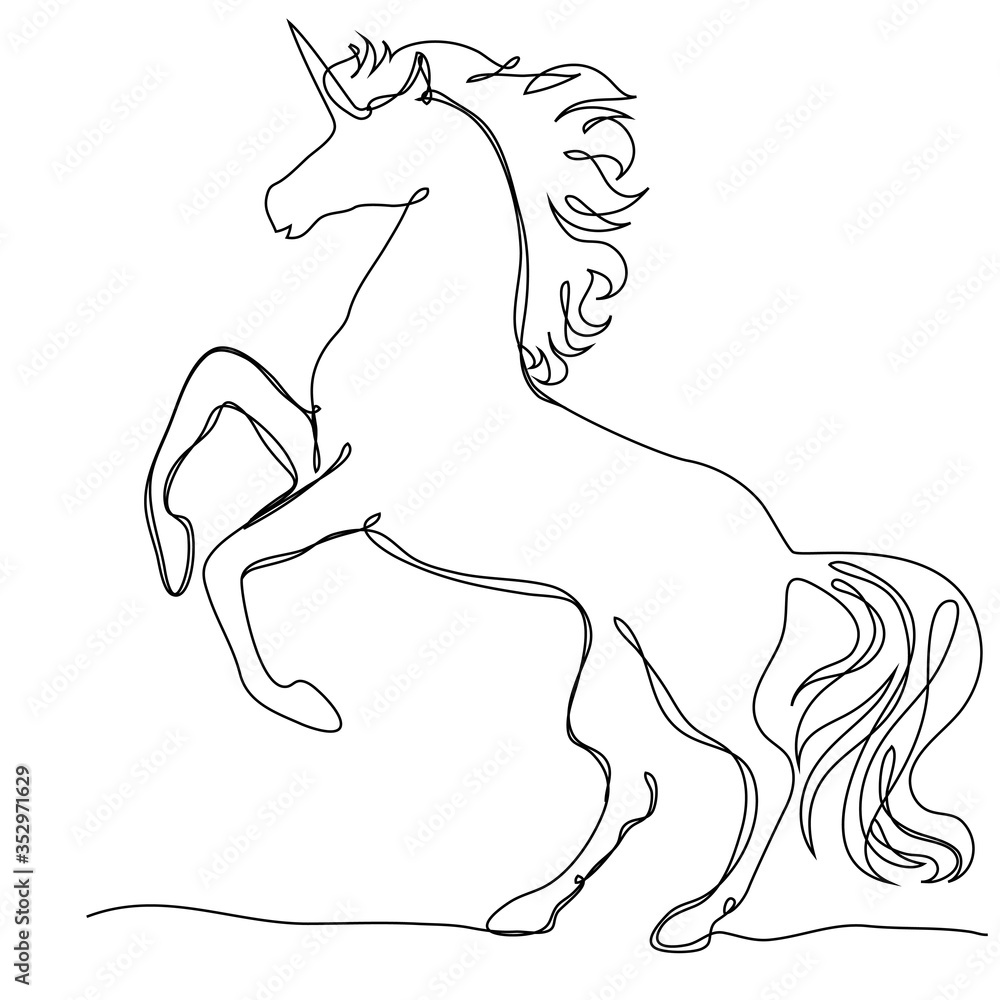 One line drawing unicorn vector illustration Stock Vector | Adobe Stock