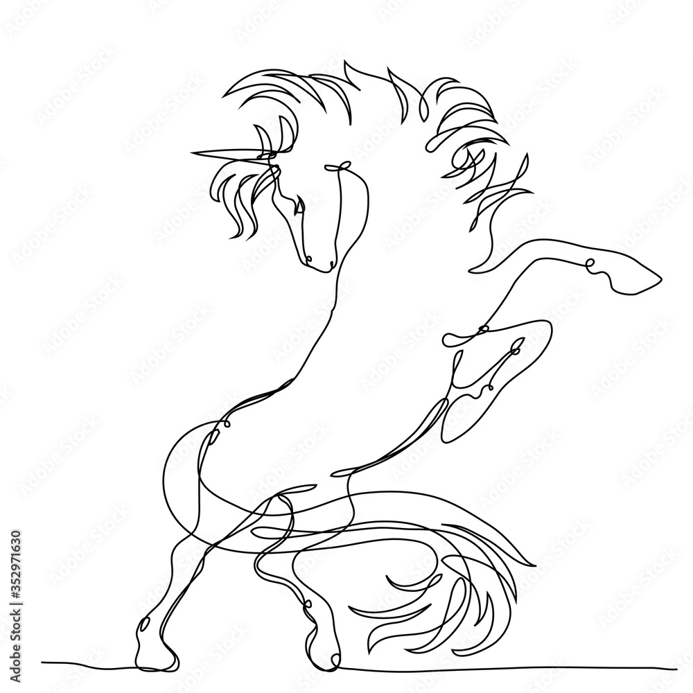 One line drawing unicorn vector illustration Stock Vector | Adobe Stock
