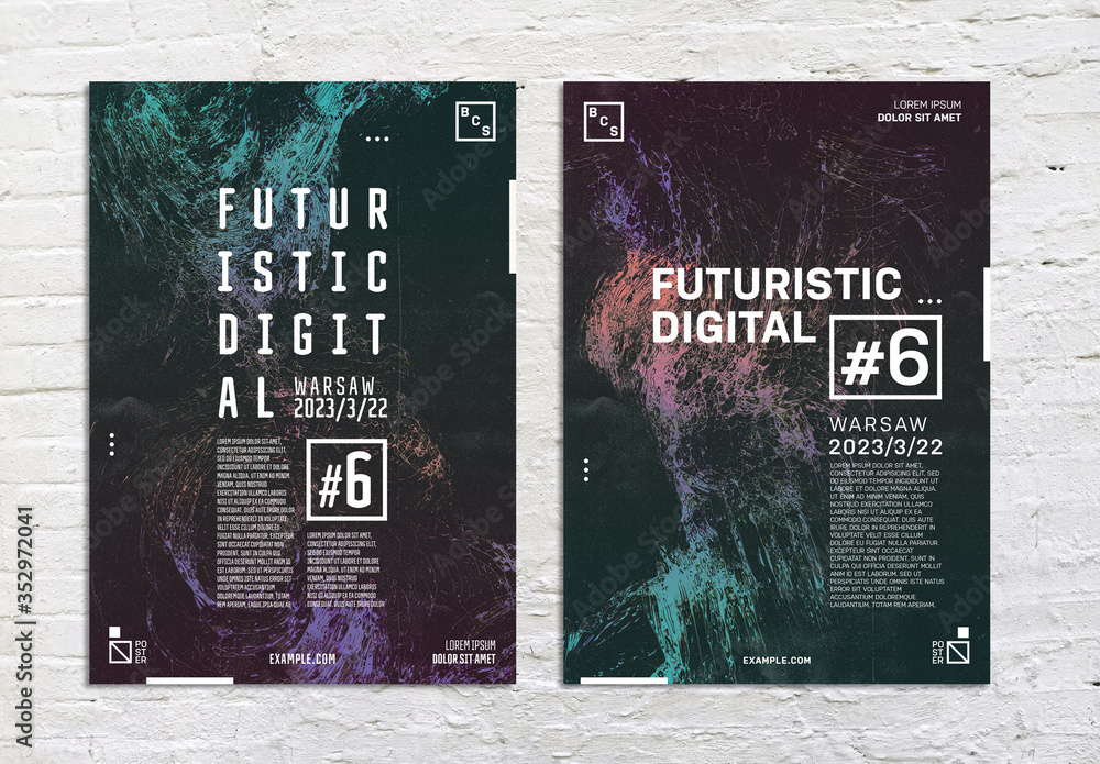 Colorful Flow Abstract Posters Layout Stock Template | Adobe Stock