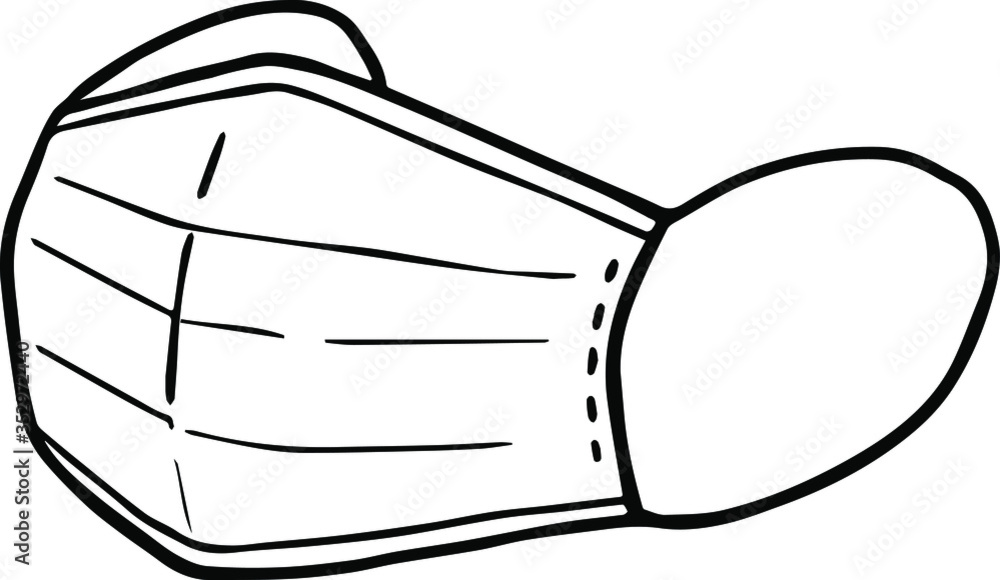 Medical Mask Outline Drawing - Vector Illustration Stock Vector | Adobe ...