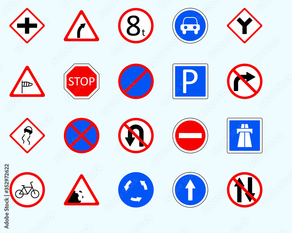 Traffic signs, prioritySet of road sign. collection of warning ...