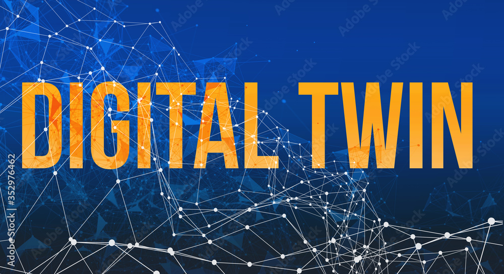 Digital Twin theme with abstract network lines and patterns Stock Photo ...