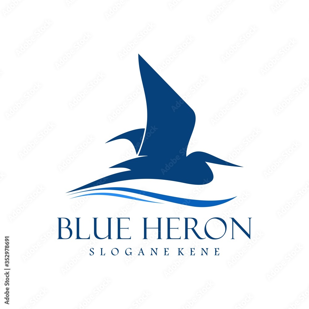 blue heron logo design vector Stock Vector | Adobe Stock