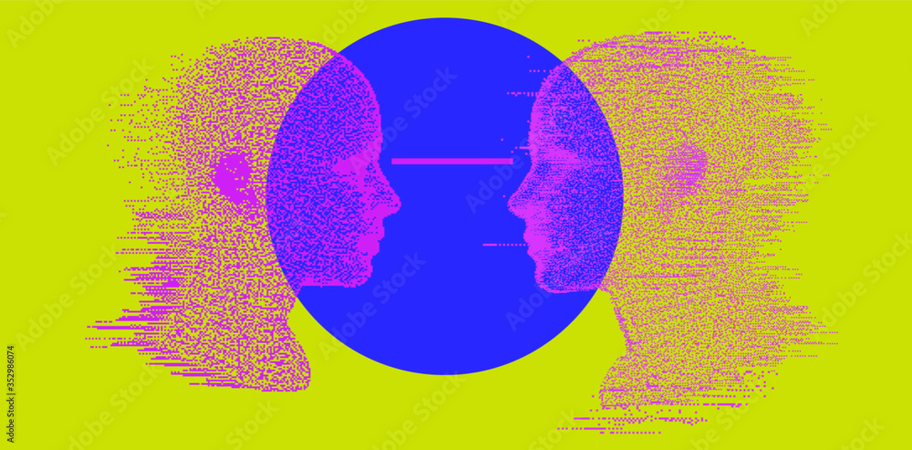 Alter ego concept, alternative self. Person and its doppelganger or ...