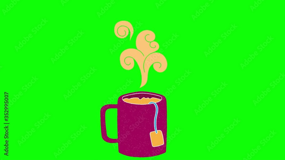 tea hand drawn animation green screen. explanatory icons for video ...