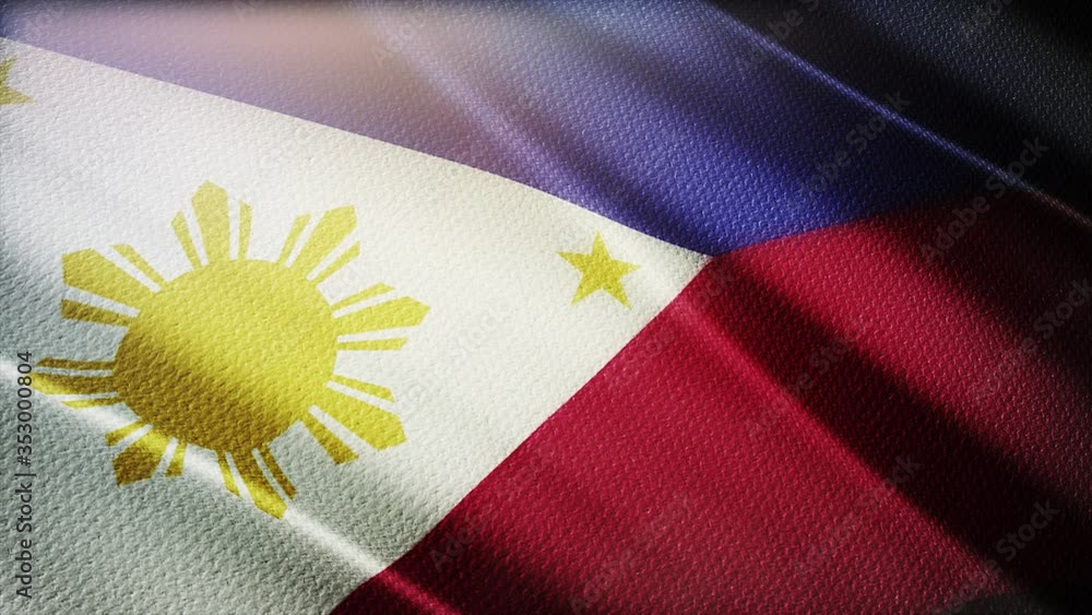4k Philippines National flag slow waving with visible wrinkles in ...