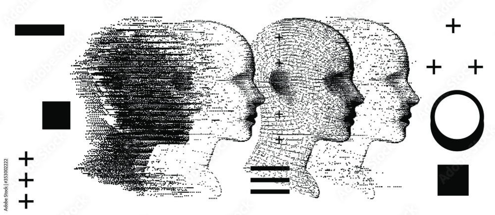 Alter ego concept, alternative self. Person and its doppelganger or ...