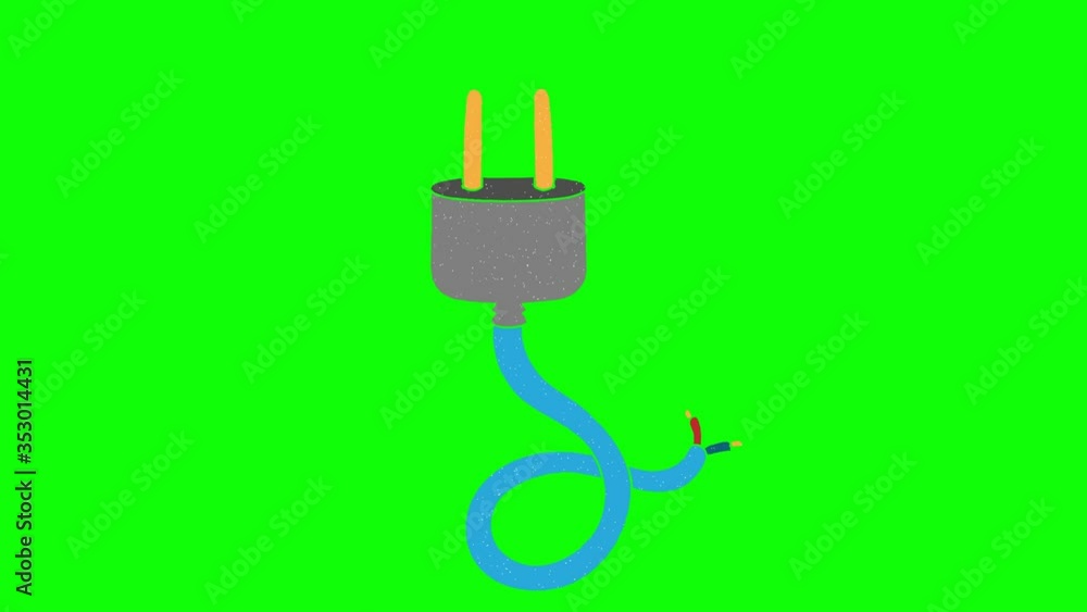 power socket hand drawn animation green screen. explanatory icons for ...