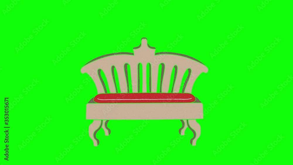 wooden chairs hand drawn animation green screen. explanatory icons for ...