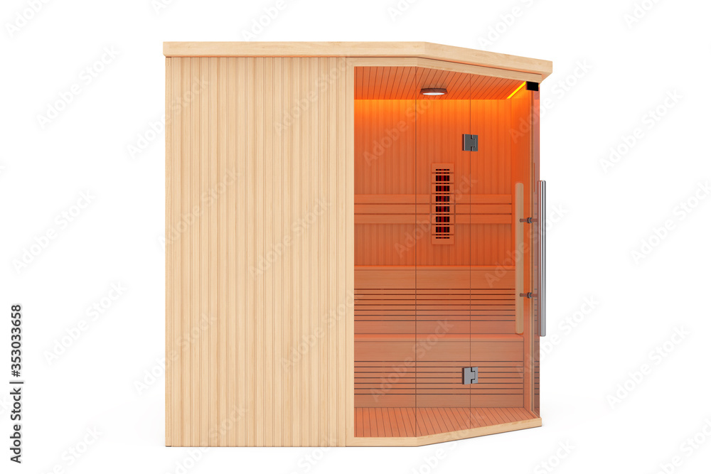 Classic Wooden Infrarered Finnish Sauna Cabin. 3d Rendering Stock ...