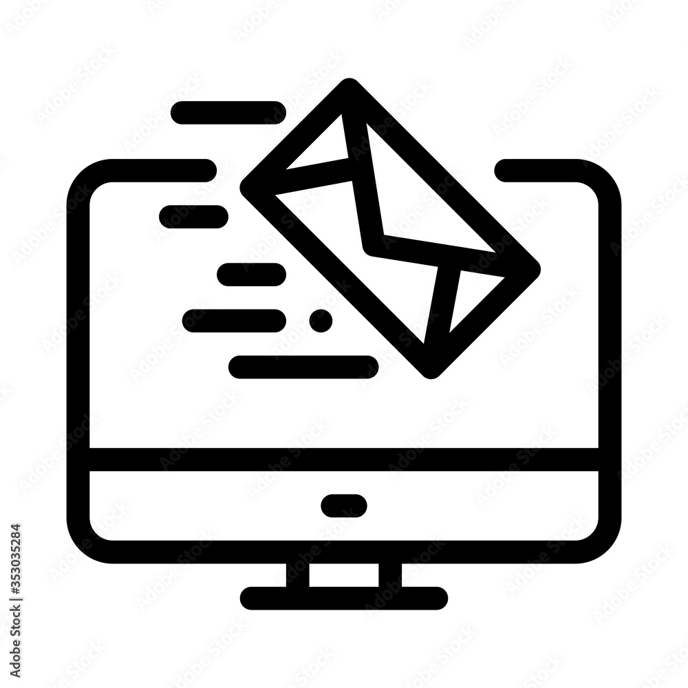received letter to computer icon vector. received letter to computer ...