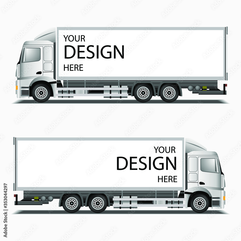 modern cargo delivery container truck with blank space template mockup ...