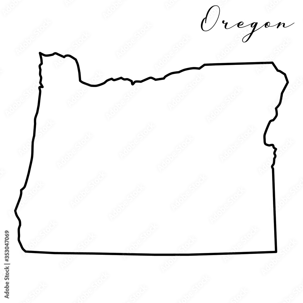 Vector high quality map of the American state of Oregon simple hand ...