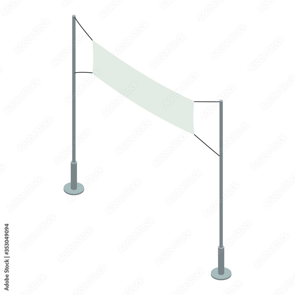 Running marathon advertising banner icon. Isometric of running marathon ...