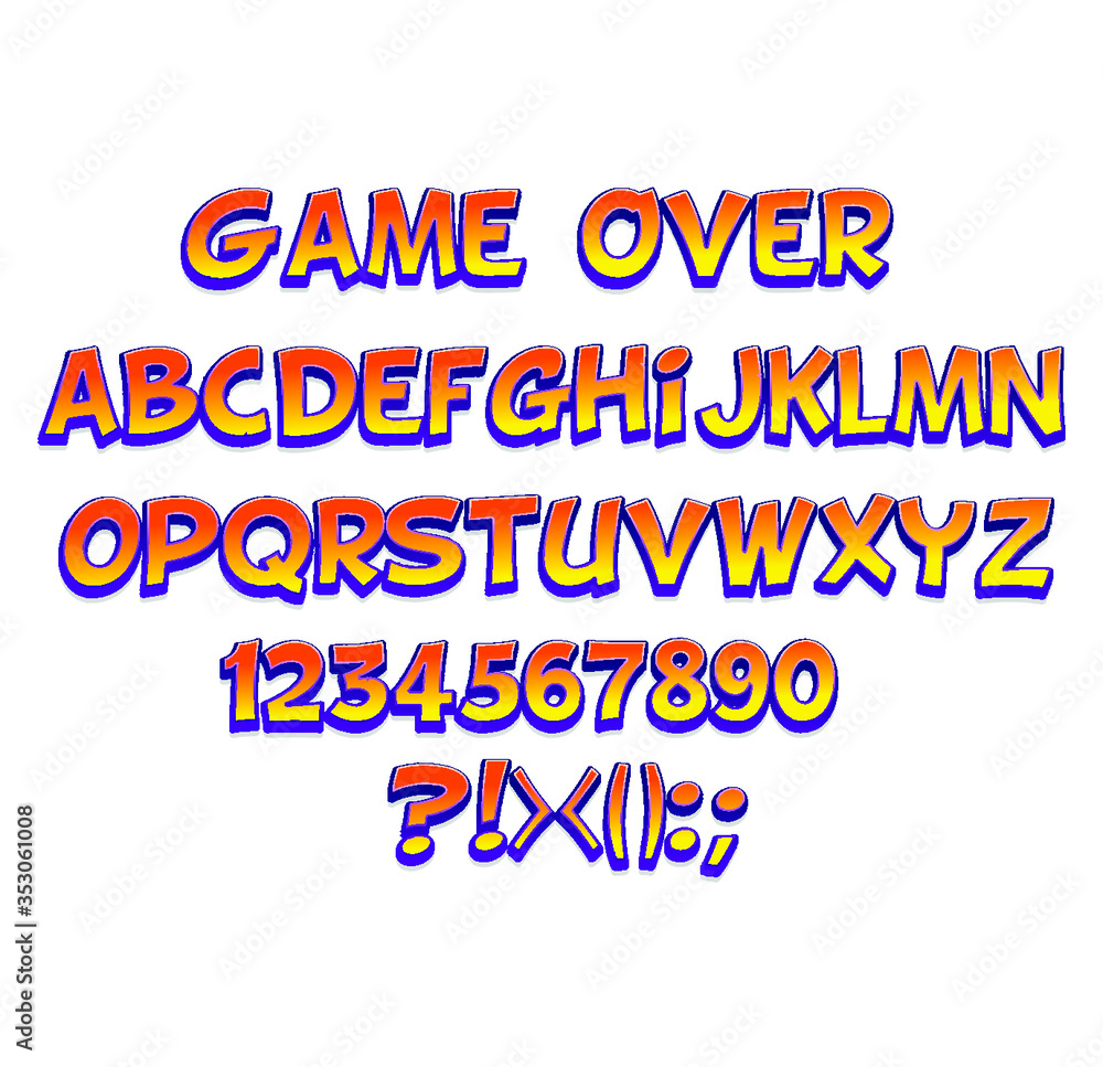 Cartoon Game Font - Developing Mobile Games Stock Vector | Adobe Stock