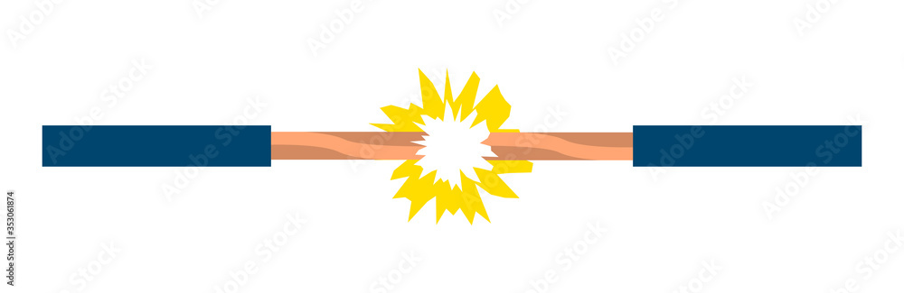 Wire is burning. Fire wiring. Vector Stock Vector | Adobe Stock