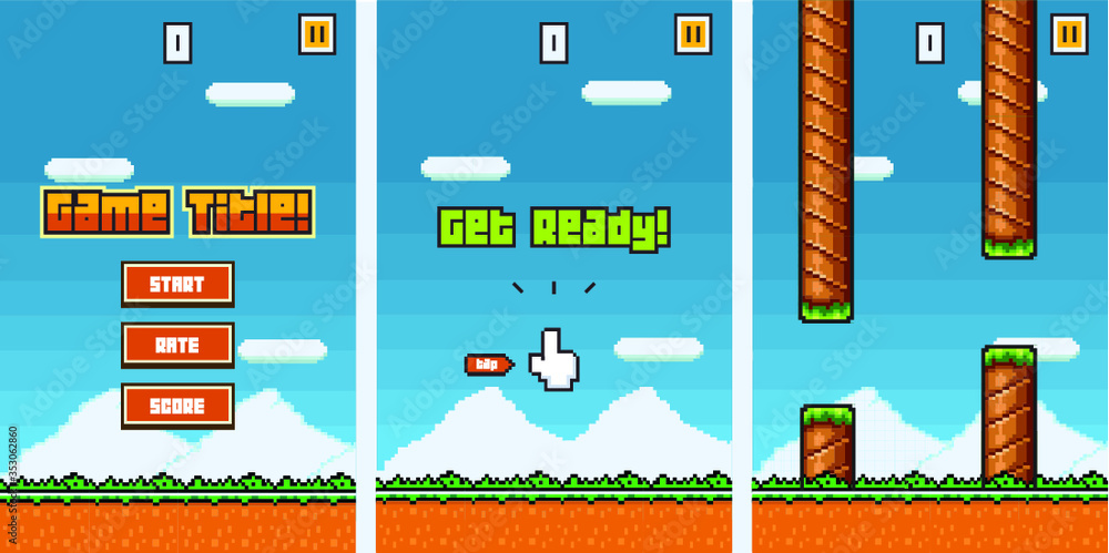 Platformer Game Template - GUI KIt Stock Vector | Adobe Stock