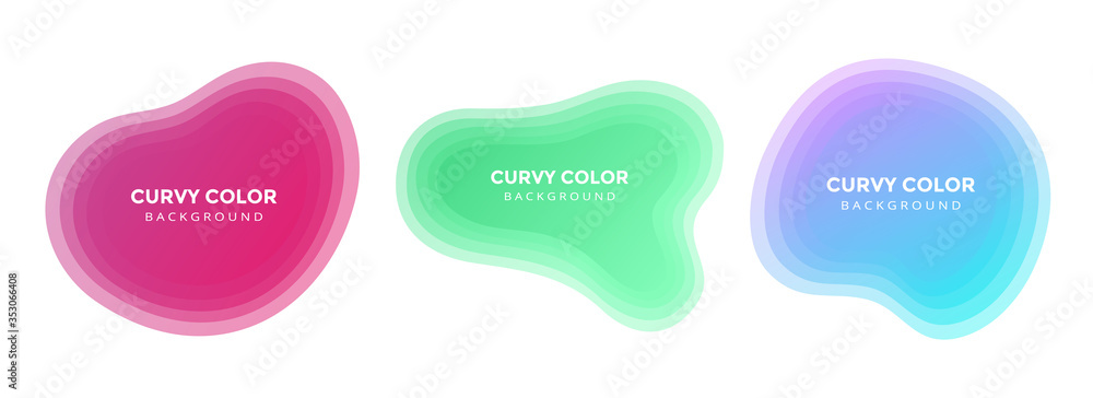 3 Modern liquid abstract blur blob set topographic depth gradient flat ...