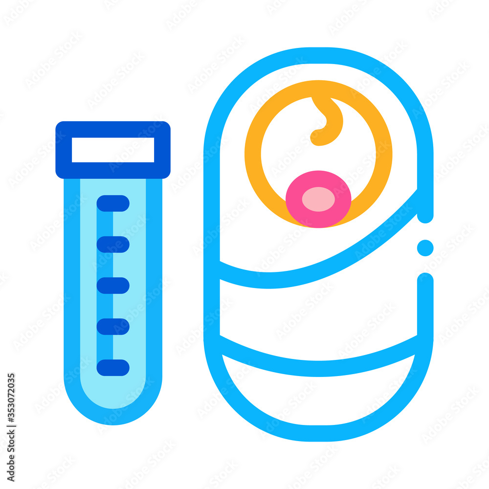 test tube and baby icon vector. test tube and baby sign. color symbol ...