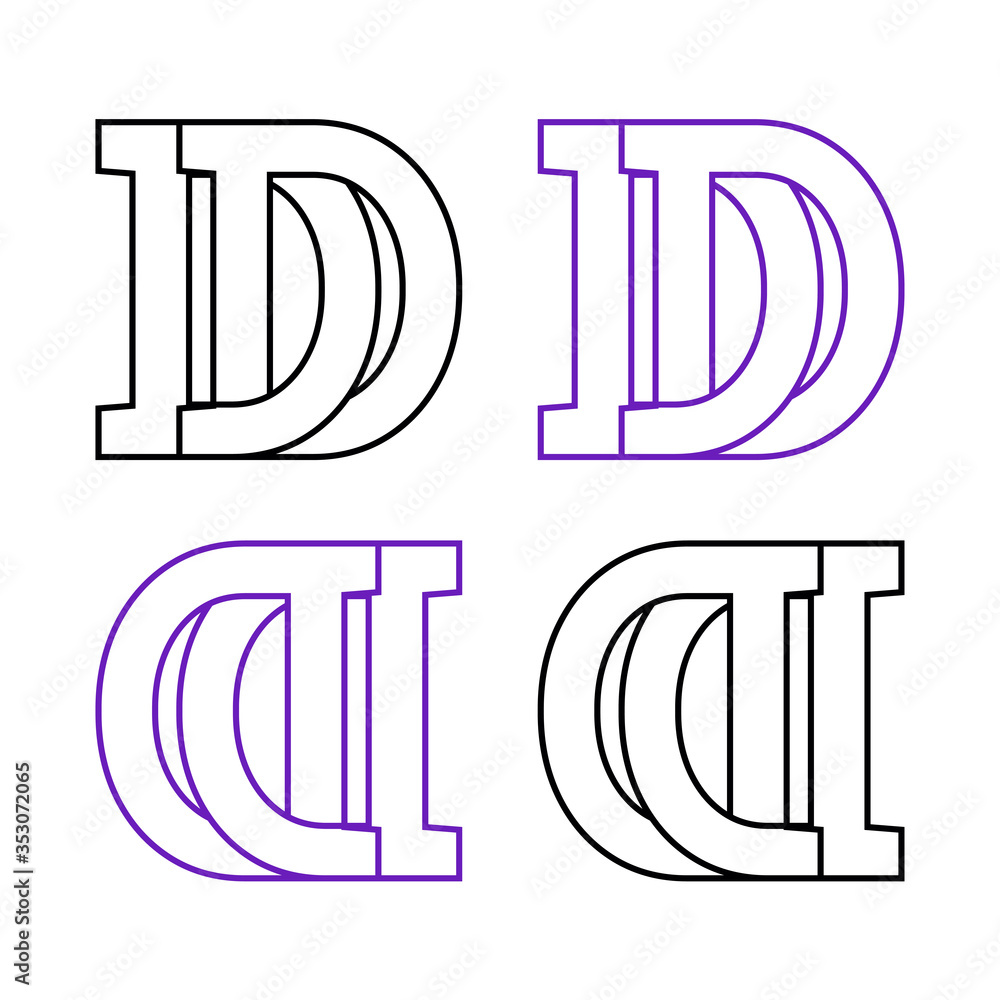 Logo sign dd and icon sign interlaced letters d, d vector logo d, d ...