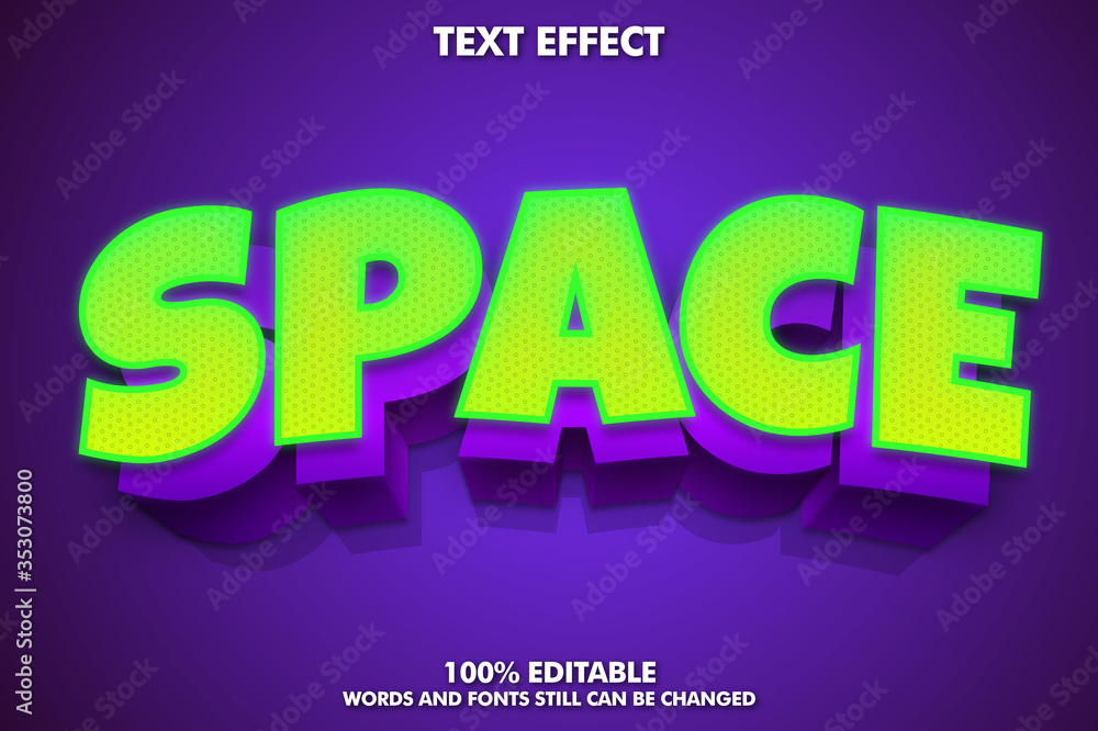 "SPACE" Cartoon text effect with shiny green layer Stock Vector | Adobe ...