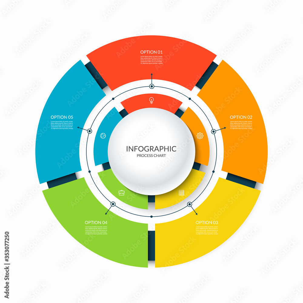 Infographic Circular Chart Divided Into 5 Parts Step by Step Cycle infographic-circular-chart-divided-into-5-parts-step-by-step-cycle