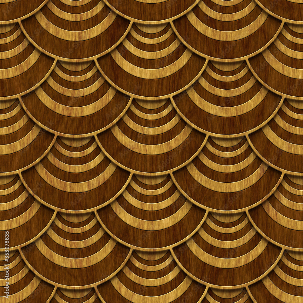Carved scales fish pattern on wood background seamless texture ...