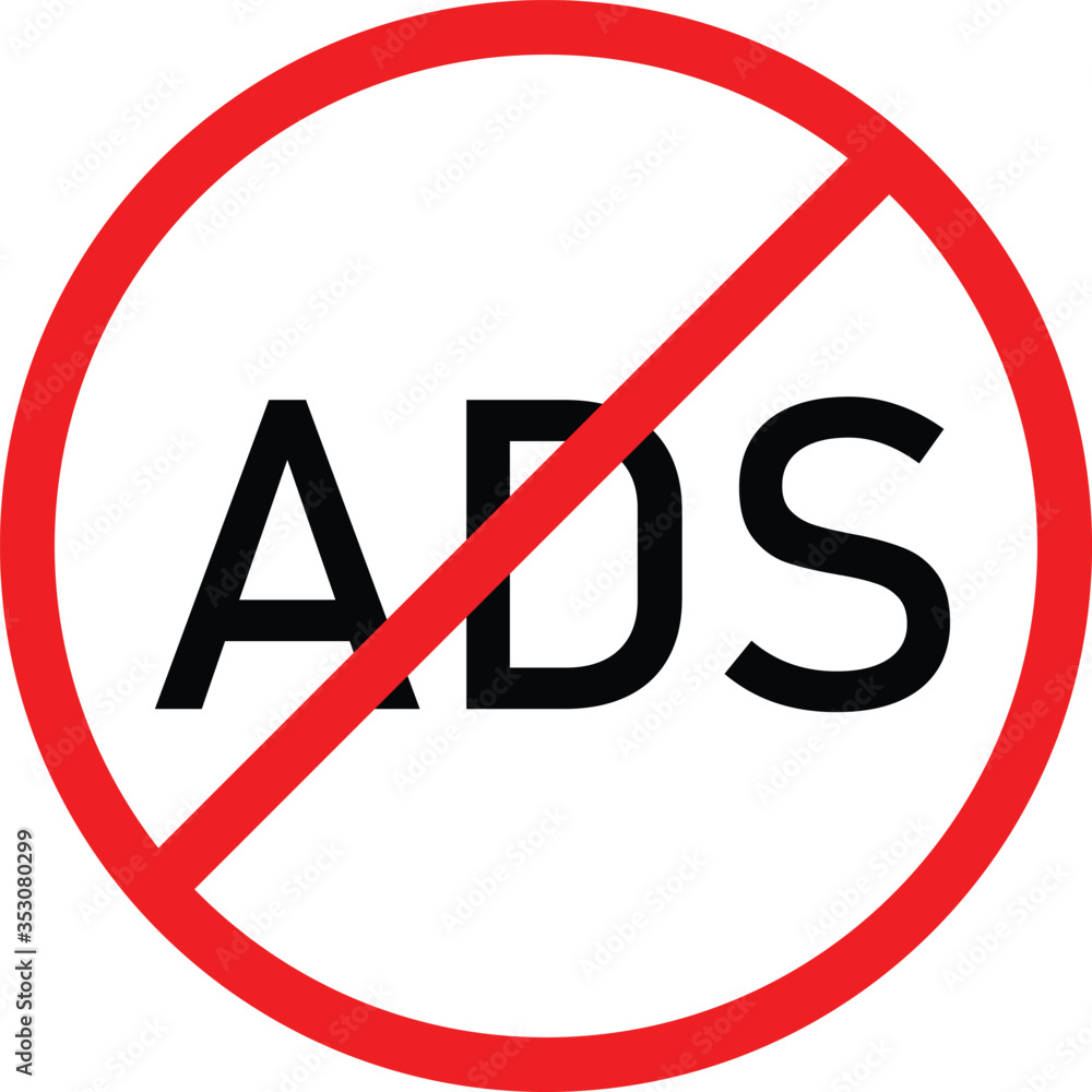 block ads icon on white background. flat style. no ads icon for your ...