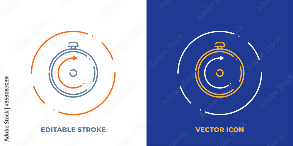 Stop Clock Line Art Vector Icon With Editable Stroke Outline Symbol Of