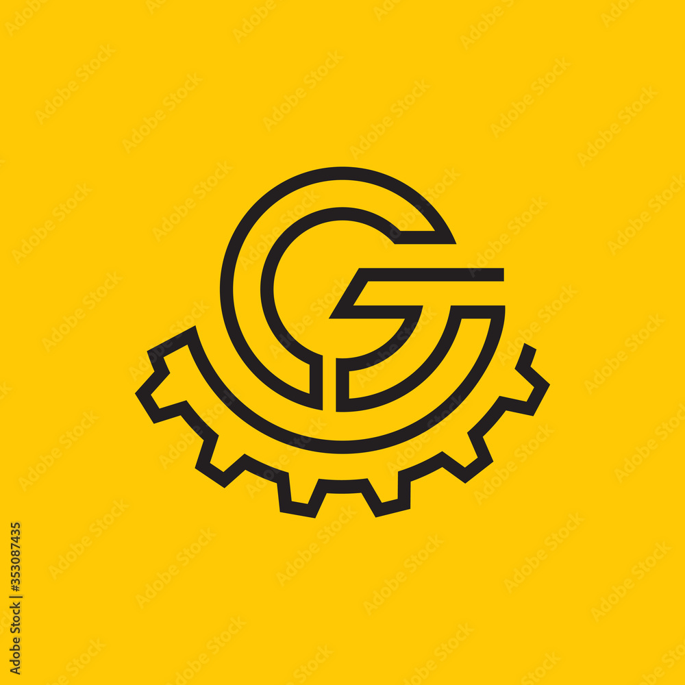 Letter GT or CT Gear Logo Vector Design Stock Vector | Adobe Stock