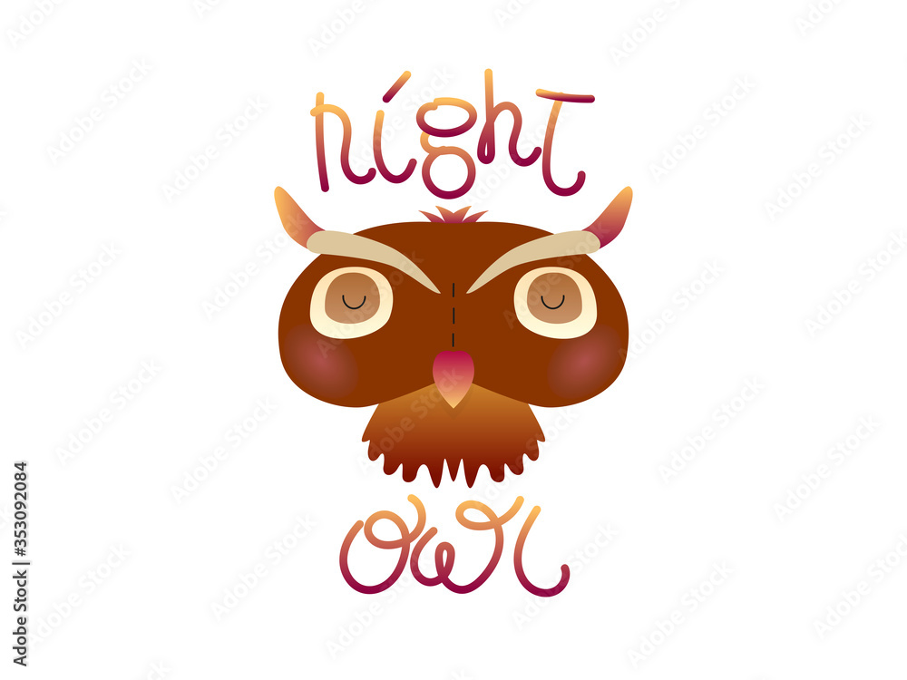 Owl face design on white background. Bird logo. Wild Animal. Easy ...