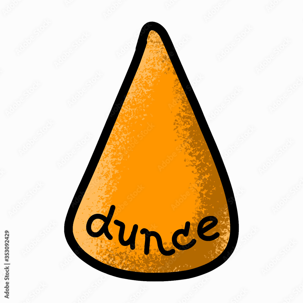 Dunce hat. Doodle icon. Cartoon hand-drawn style. Isolated on white ...