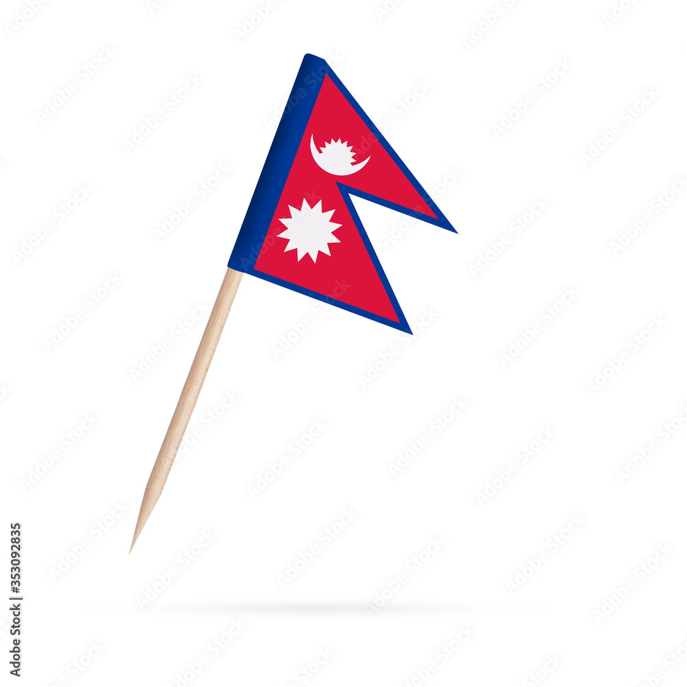 Miniature Flag Nepal. Isolated toothpick flag of Nepal on white ...