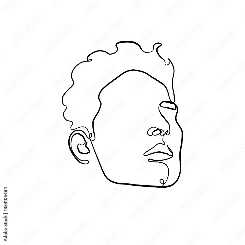 Continuous line portrait man. Minimal silhouette male face. Modern ...