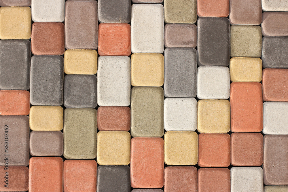 Colored paving slabs - abstract background, texture, exhibition stand ...