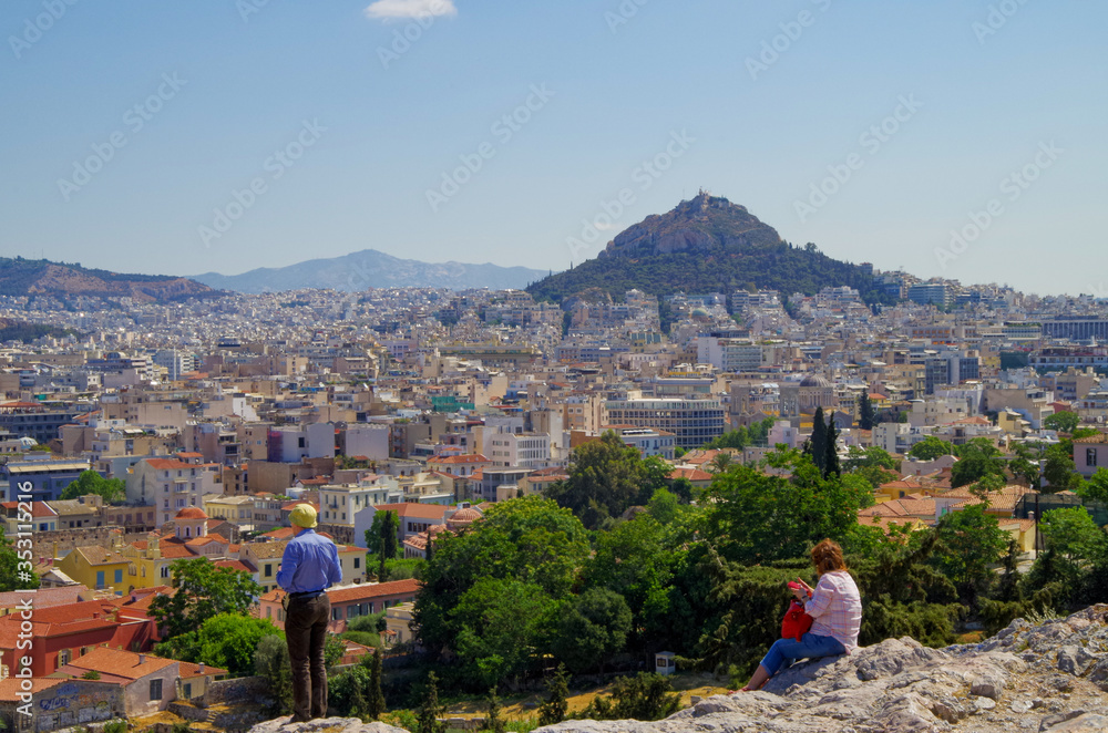 Fotka „Panorama of Athens with Acropolis hill, Greece. Famous old ...