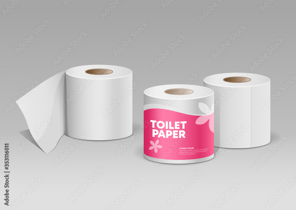 Plastic roll tissue pink package, and Toilet white paper ,design ...