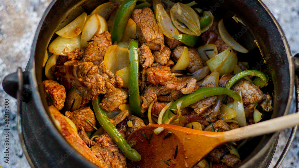 Beef Curry Potjie on the braai Stock Photo | Adobe Stock