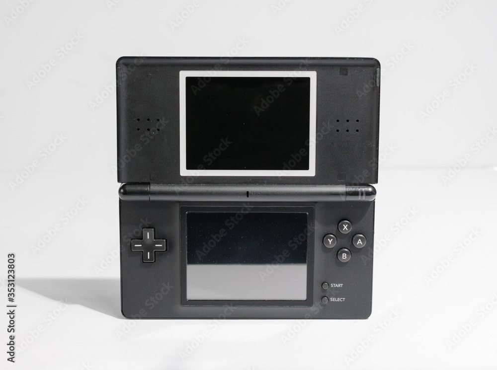london, england, 05/05/2019 A onyx black nintendo ds lite hand held ...
