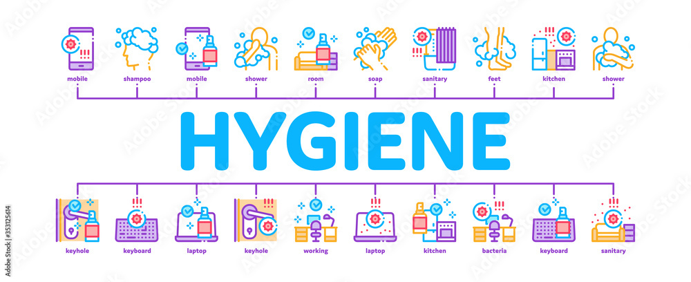 Hygiene And Healthcare Minimal Infographic Web Banner Vector. Cleaning ...